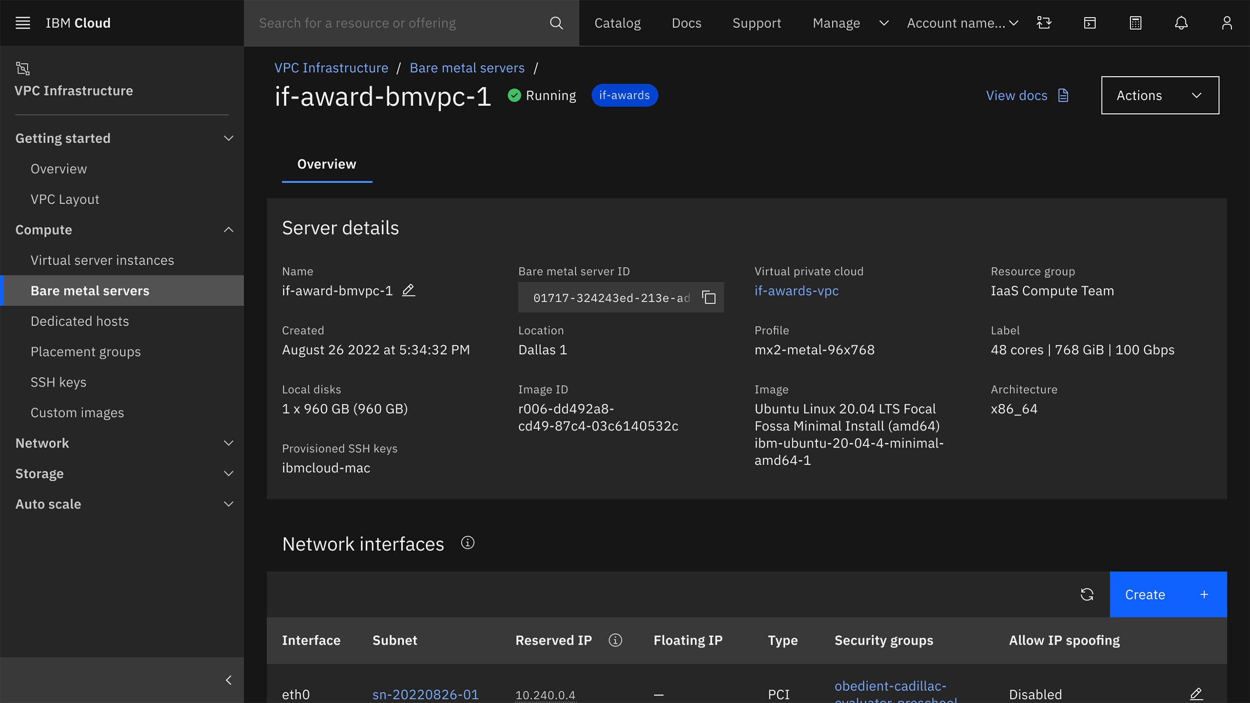 iF Design - IBM Bare Metal Servers for VPC