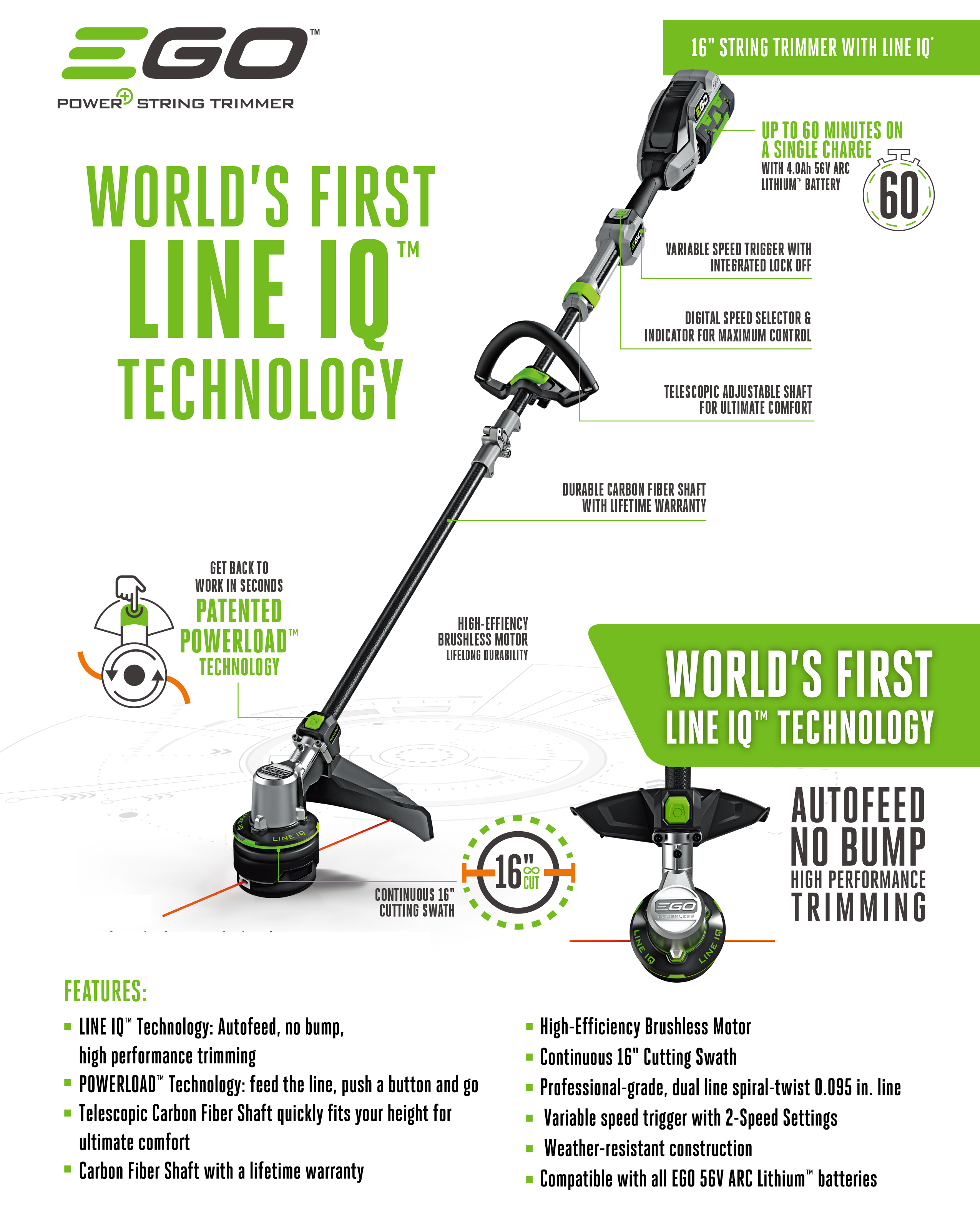 iF Design - EGO 56V POWERLOAD™ String Trimmer with Line IQ™